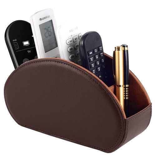 Tv Remote Holder Tray with 5 Compartment,PU Leather Remote Control ...
