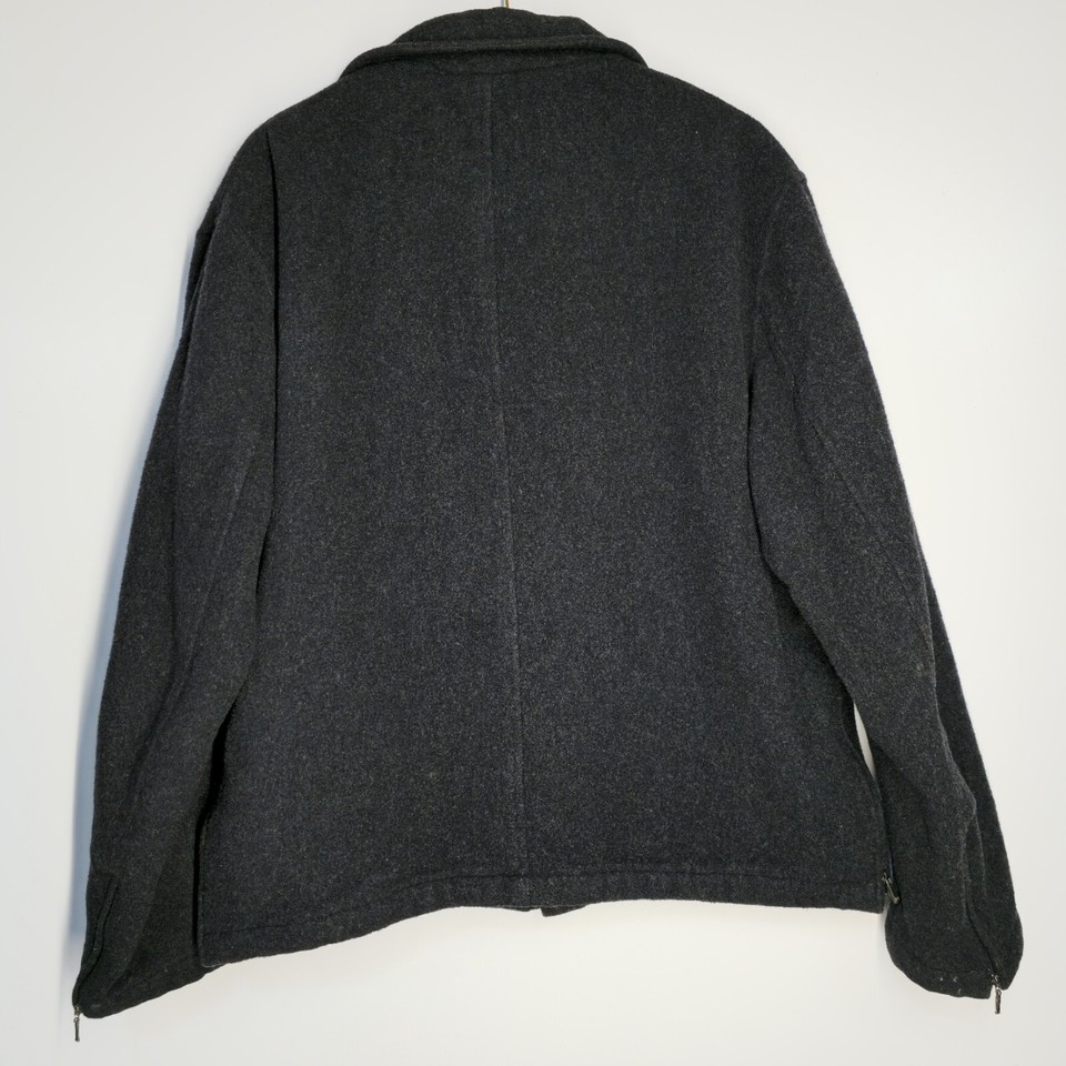 Kenneth Cole Jacket Men Large Coat Zip Up Wool Blend Bomber Charcoal ...