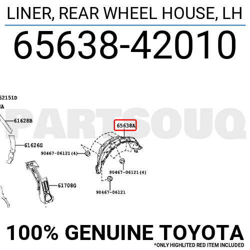 6563842010 Genuine Toyota LINER, REAR WHEEL HOUSE, LH 65638-42010 | eBay