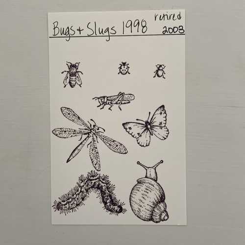 Stampin Up! BUGS & SLUGS 1998 Rubber Stamp Set Dragonfly Snail ...