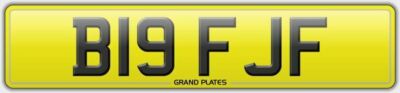 BIG REG B19 FJF NUMBER PLATE INITIALS REGISTRATION ASSIGNED FREE NO ...
