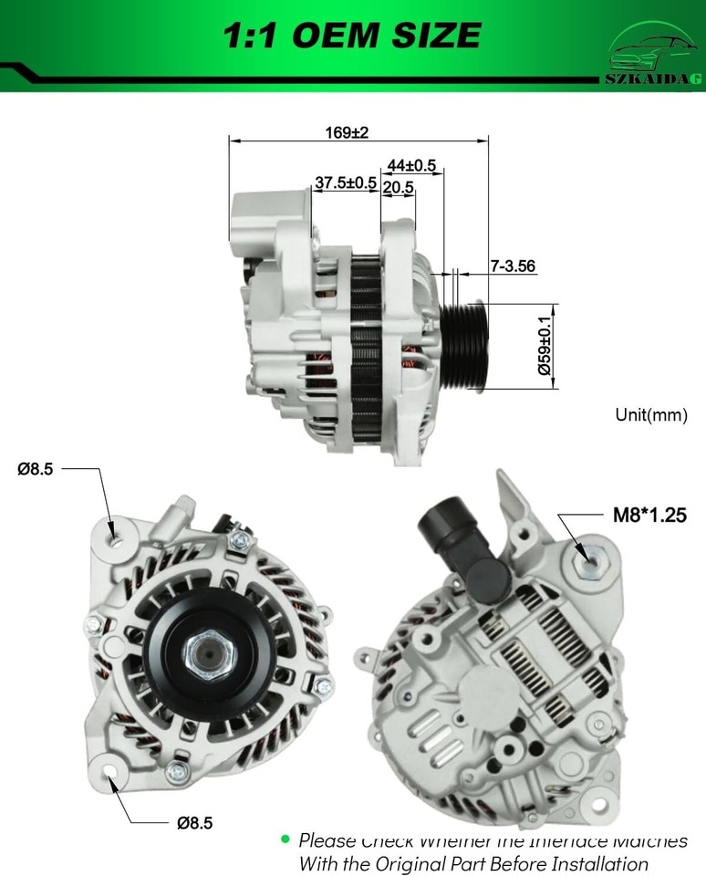 11176 Alternator for Handa Civic DX EX EX-L GX LX LX-S 1.8L 2006-2011 ...