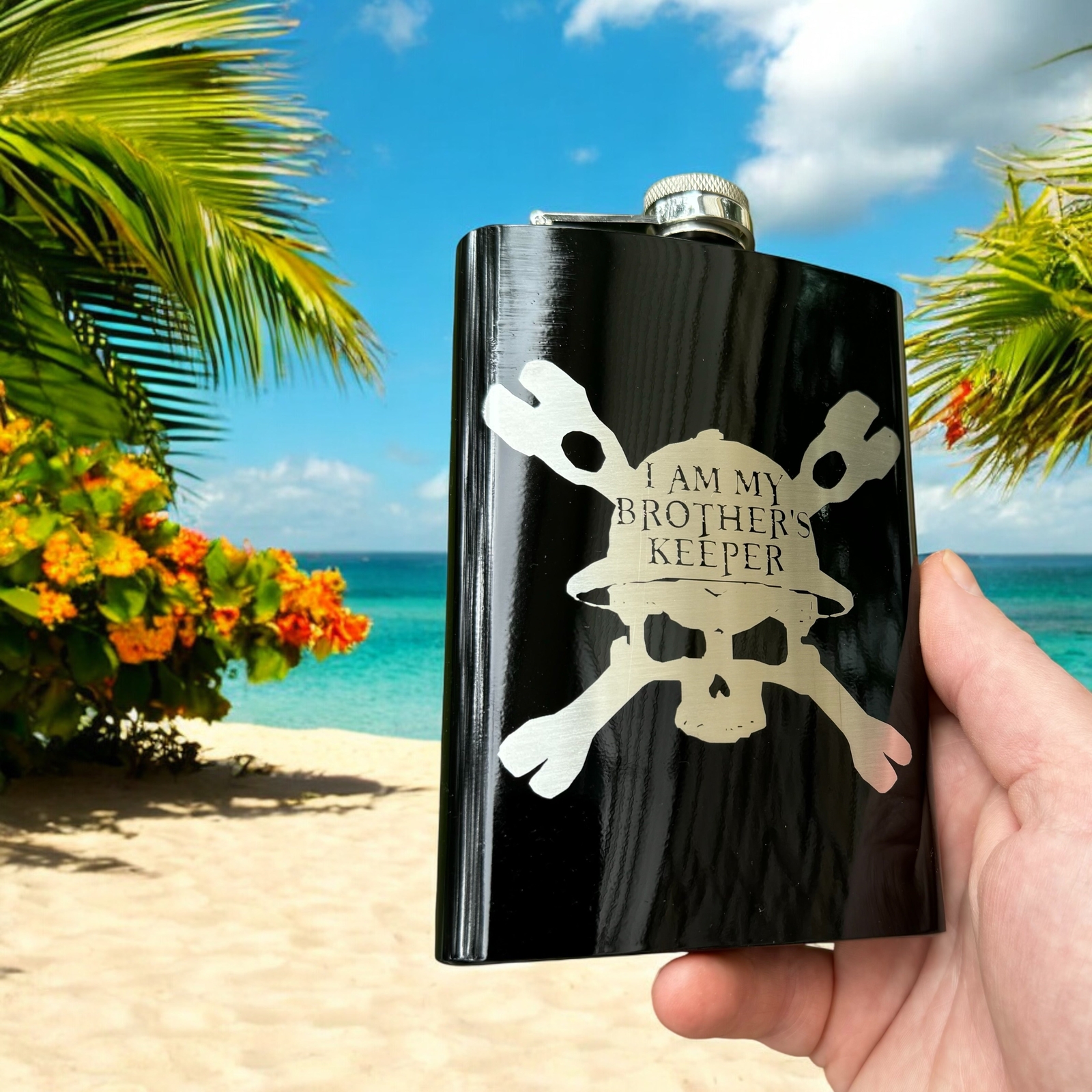 8oz BLACK Helmet Brothers Keeper Flask | eBay