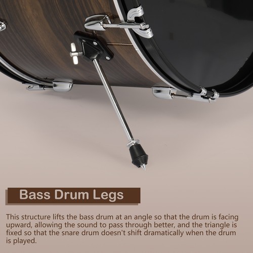 5pc Complete Full Size Pro Adult Drum Set Kit - Remo Heads, Brass ...