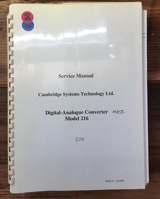 Cambridge Systems Model 216 DAC Service Manual *Original* | eBay