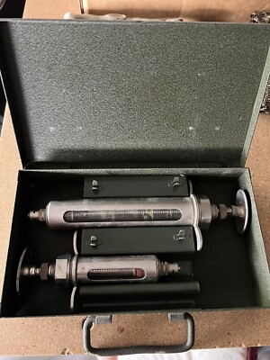 Vintage B-D Veterinary Metal Syringe Set of 2 in Metal Case 40cc ...