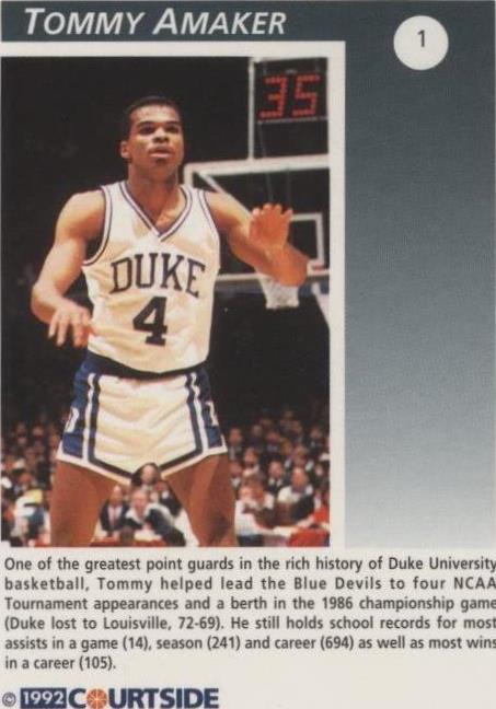 1992 Courtside Flashbacks - Tommy Amaker #1 for sale | eBay