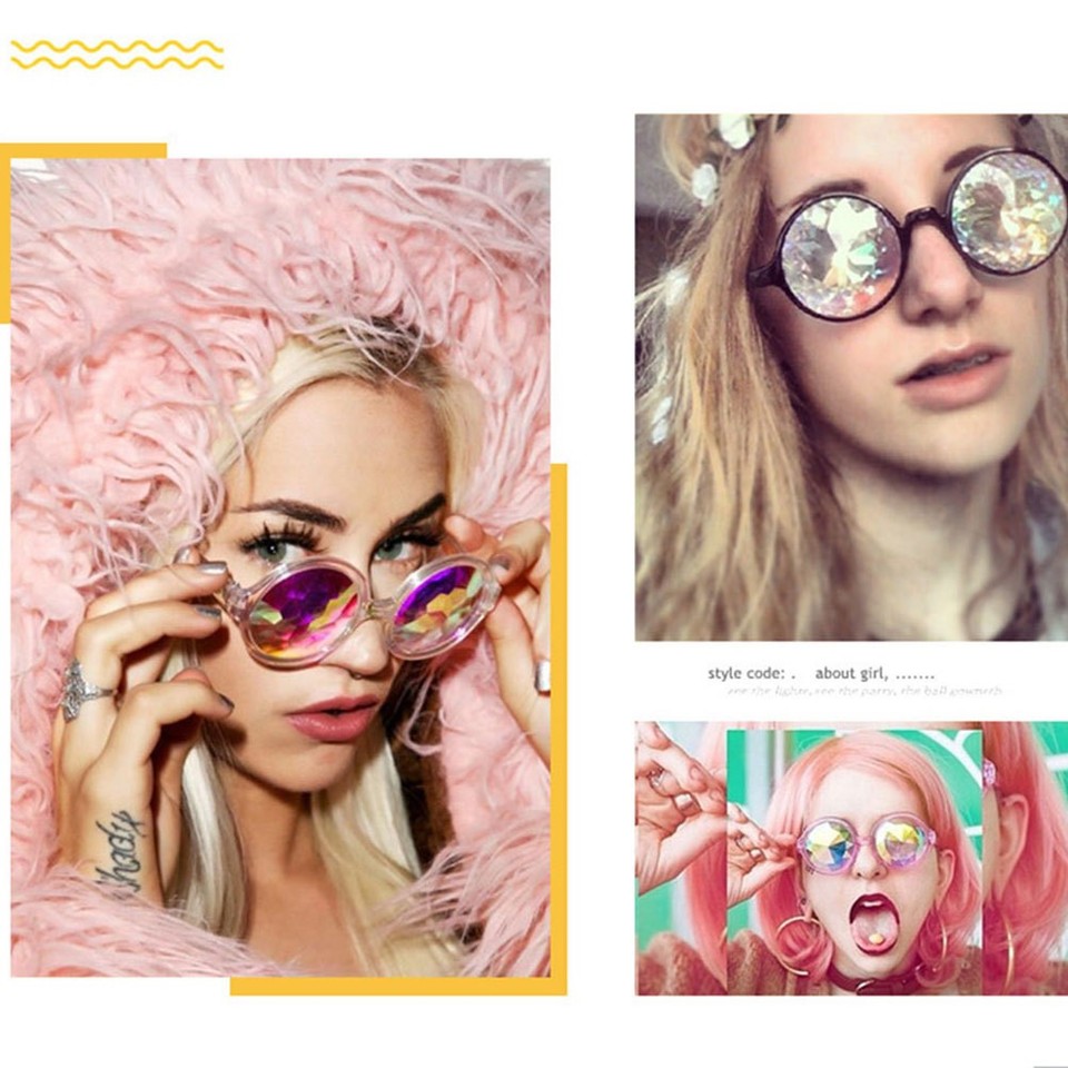 Rainbow Lens Kaleidoscope Sunglasses Plastic Frame Chic Glasses for ...