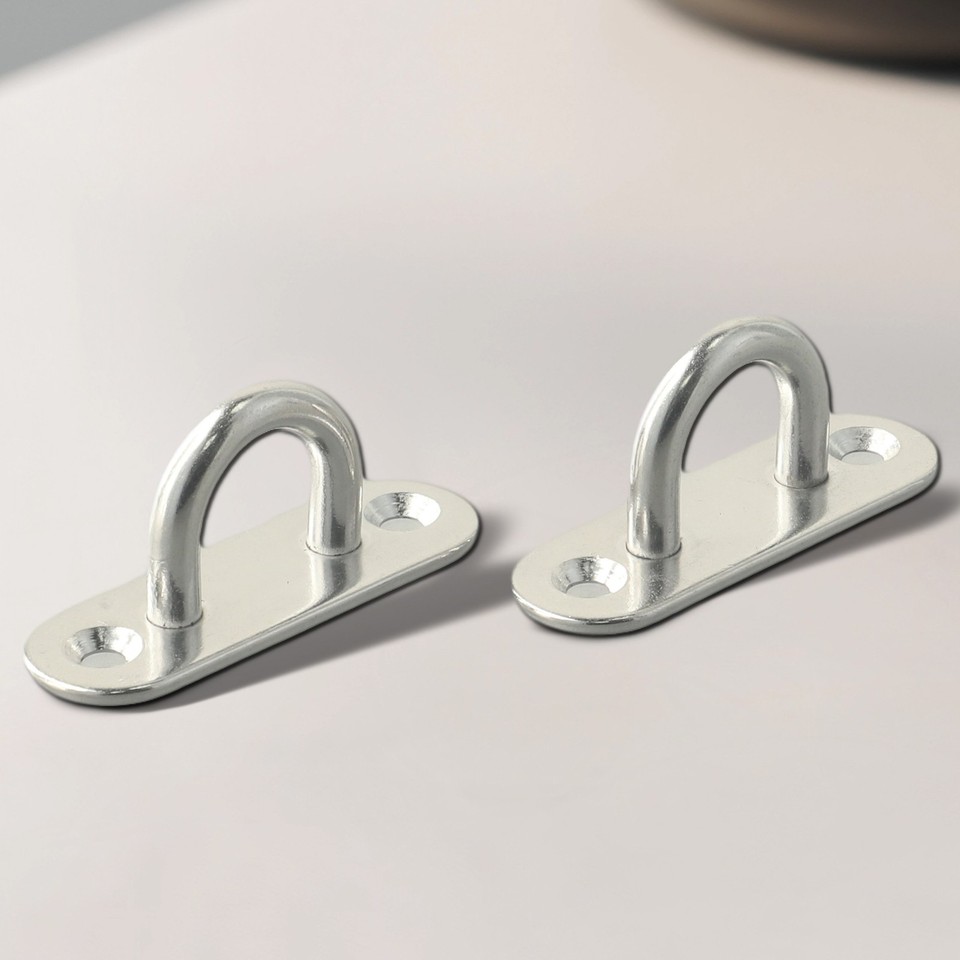 Hot New Oblong Eye Plate Pad Siver Stainless Steel Staple 2pcs Heavy ...