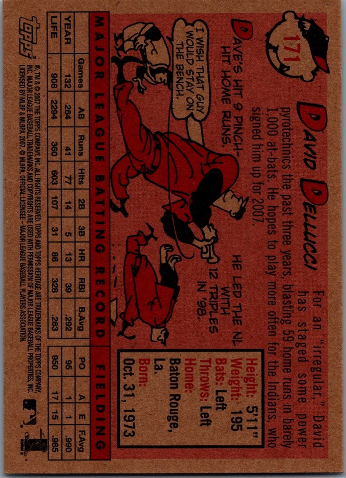 2007 Topps Heritage #171 David Dellucci | eBay