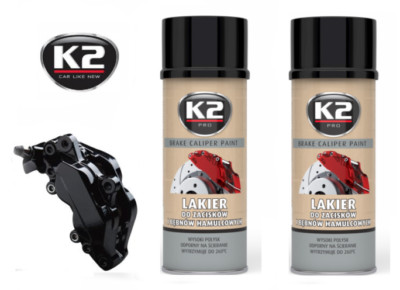 2 x K2 BRAKE CALIPER PAINT BLACK HIGH GLOSS 260°C Resistant Spray ...