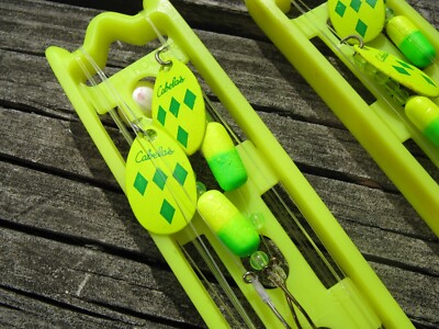 Two Cabela’s Deluxe Spinner Rigs w Snell Holders Racks Bait Hooks Lures ...