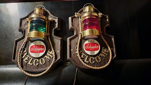 Vintage Schaefer Beer Lighted Nautical Welcome Signs F&M Schaefer ...