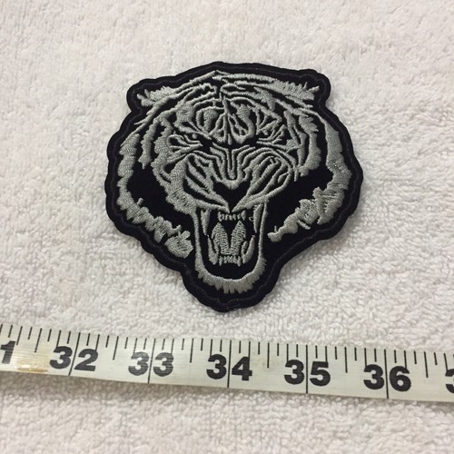 Roaring Tiger Fighting Tiger Silver On Black 4 X 3.75 Inch Iron On Patch New | eBay