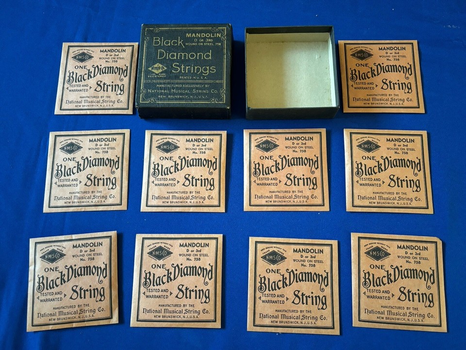 1930s BLACK DIAMOND STRINGS Vintage BOX Mandolin A Or 2nd Steel 756 ...