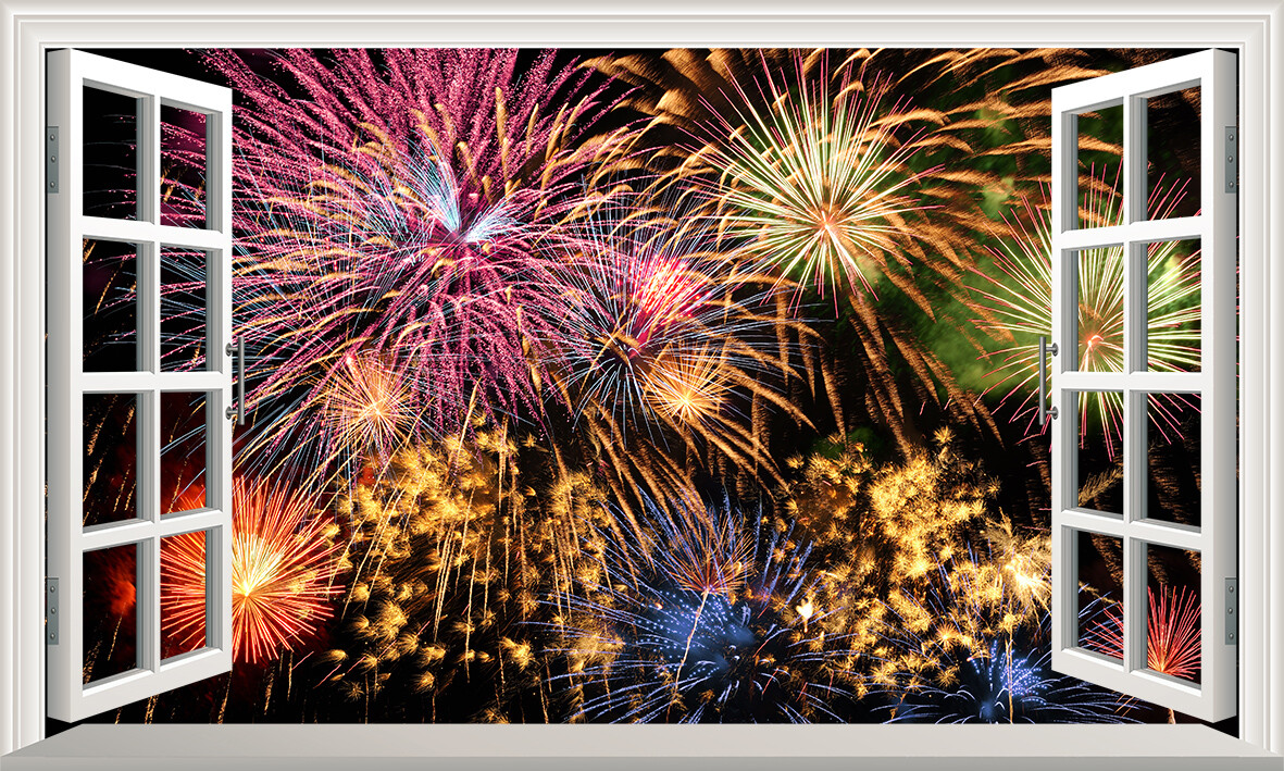 Firework Fireworks New Years Eve 3D Magic Window Wall Art Self Adhesive ...