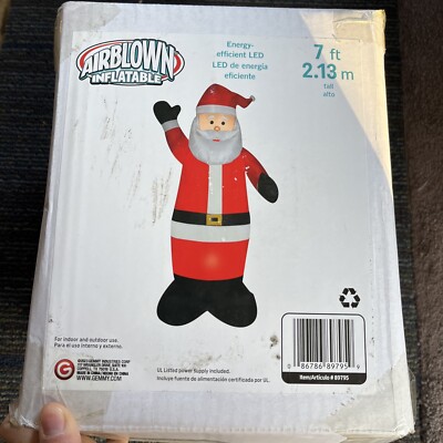 Gemmy Airblown Inflatable Santa LED Lighted 7 ft Christmas Yard Holiday ...