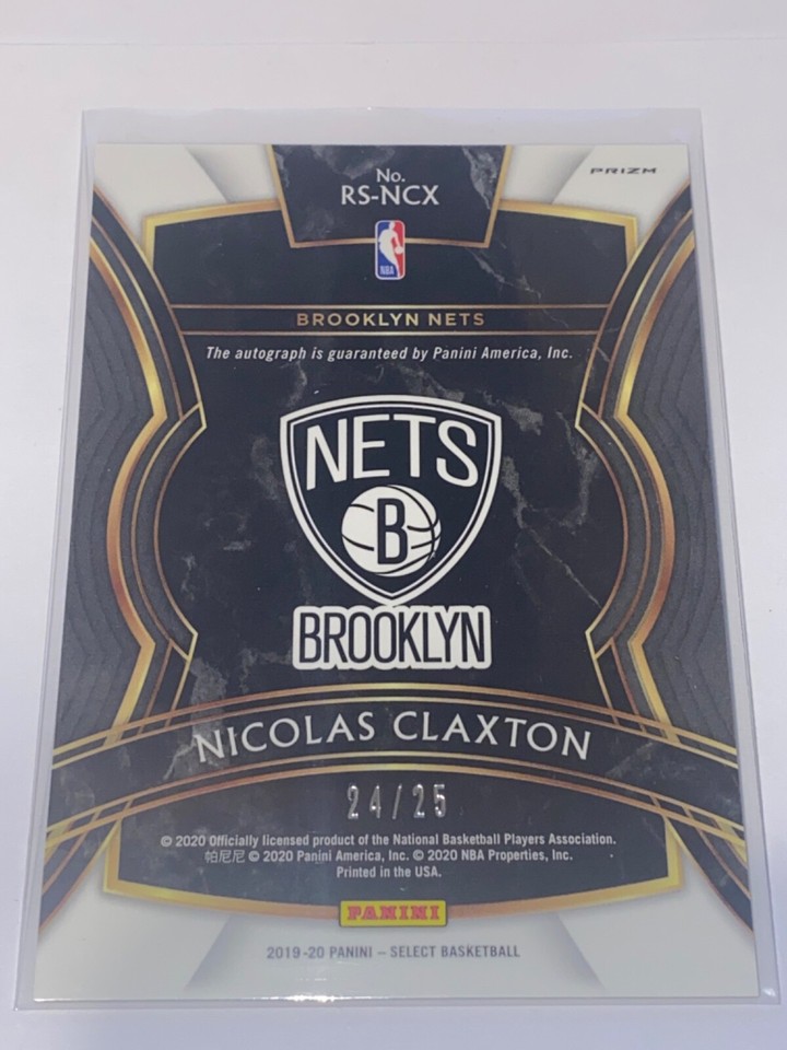 2019-20 Select Tie Dye Nicolas Claxton Rookie RC Autograph 24/25 ...