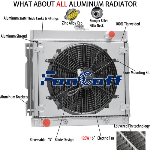 4 Row Radiator Shroud Fan Fit 70-72 Dodge Dart 71-72 Plymouth Duster ...