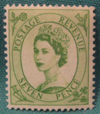 1952 Great Britain-7 Pence Wilding Queen Elizabeth II-Mint Hinged ...