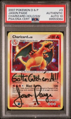 AUTO PSA 10 Jason Paige signed Charizard 2007 Pokemon Diamond & Pearl ...