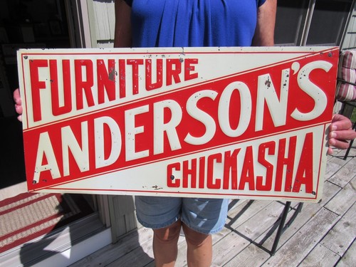 VINTAGE ORIGINAL c1910 ANDERSONS FURNITURE TIN TACKER SIGN CHICKASHA | eBay