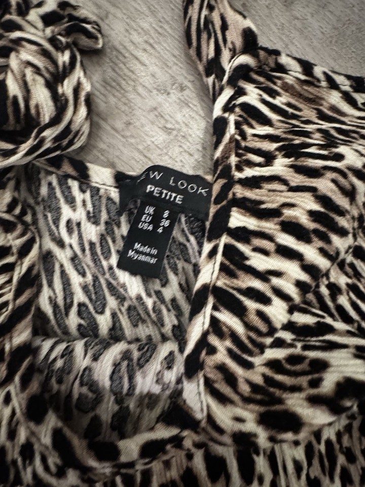 New Look Black Cream Leopard Print Midi Jumpsuit Beach Cover Up Size 8 ...