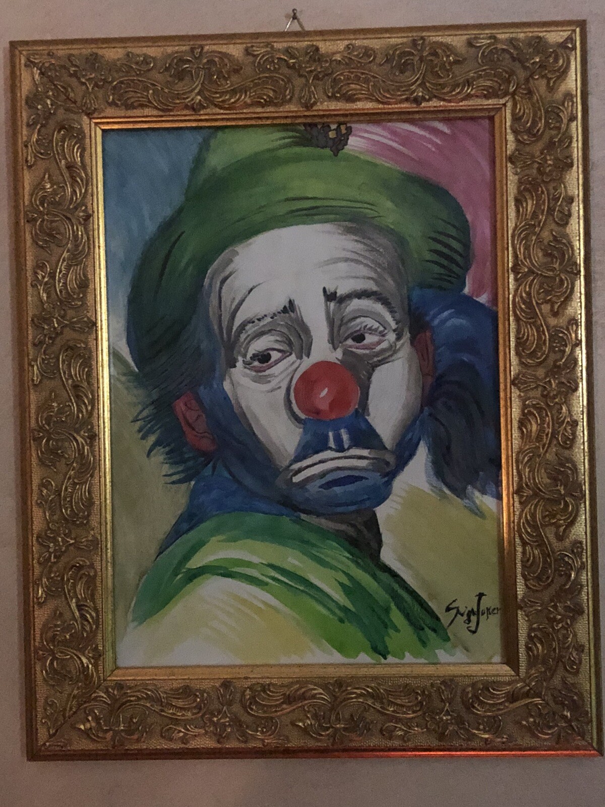 Quadri dipinti a mano Sad Clown su Cornice Barocca Pagliaccio Triste ...