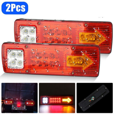 2 x Utility Trailer LED Tail Light Kit Stop Rear Brake Turn Indicator ...