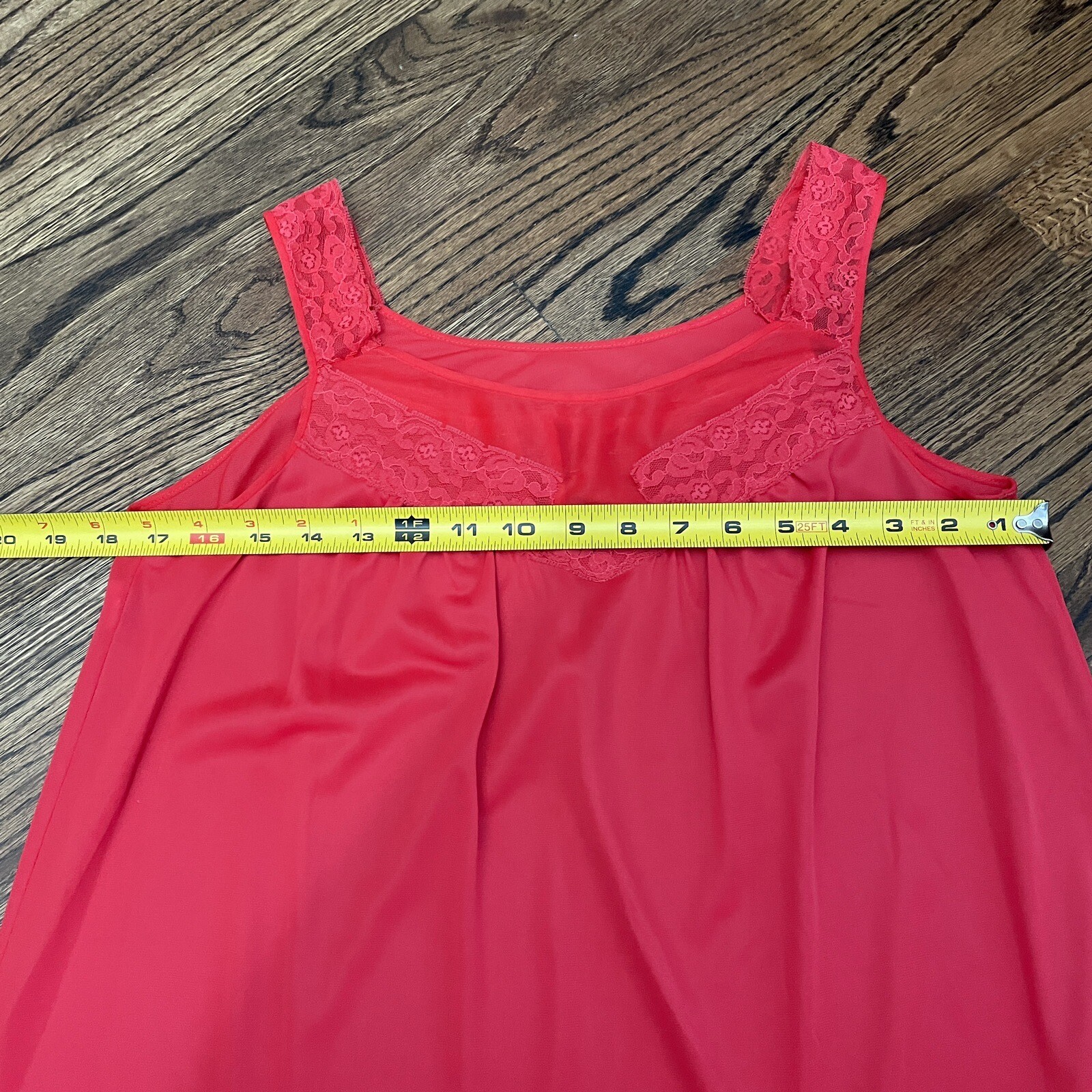 Sears Vintage Nylon Semi-Sheer Nightie Nightgown Red … - Gem