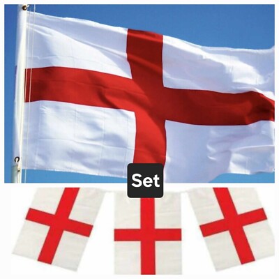 SET : England Flag 5FT X 3FT St George Cross Flags English Eyelets UK SELLER | eBay UK