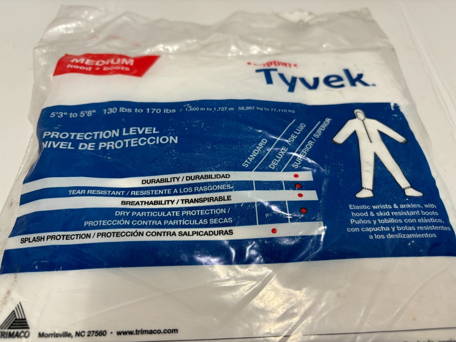 Dupont Disposable Tyvek Protective Coverall Clean Paint Bunny Suit Hood ...