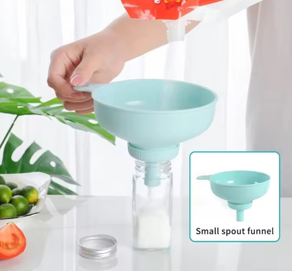 Wide Mouth Kitchen Funnel 3 in 1 Spout Strainer Jar Filler Canning ...