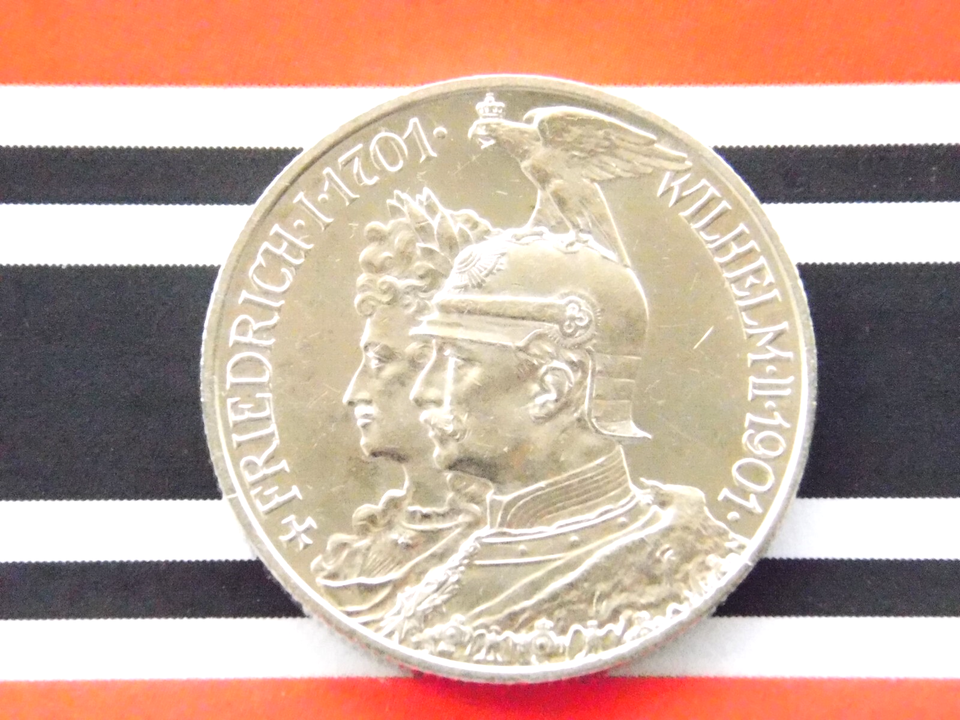 GERMAN 2 MARK 1901 A PRUSSIA Bicentennial WILHELM II. EMPIRE Silver ...