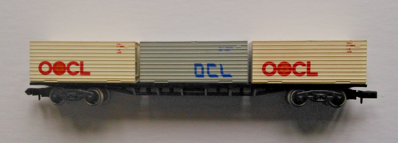 FARISH 3605 N GAUGE BOGIE WAGON WITH 3 X 20ft CONTAINERS VG COND. | eBay UK