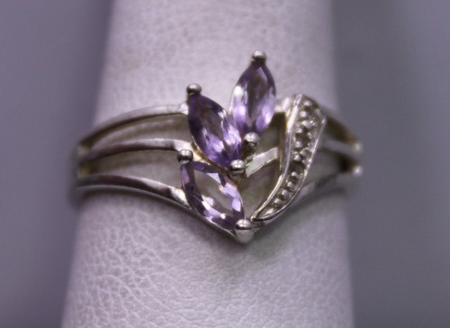 SIZE 8 ~ Vintage AVON RJ Sterling Silver & Pink/White Gemstone Inlay ...