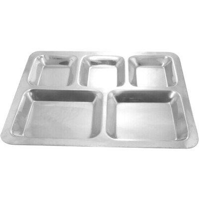5 COMPARTMENT STAINLESS STEEL INDIAN THALI DISH FOOD TRAY DINNER PLATE ...