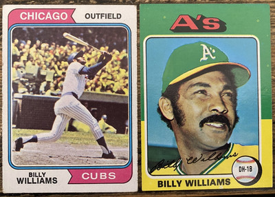 BILLY WILLIAMS Topps LOT! 1974 #110 1975 #545 Chicago Cubs Oakland A's ...