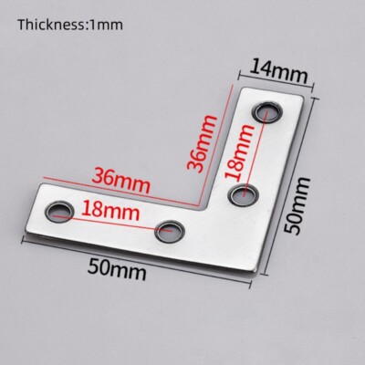50mm X 50mm Angle Brackets Corner Braces Flat L Shape Repair Plates ...