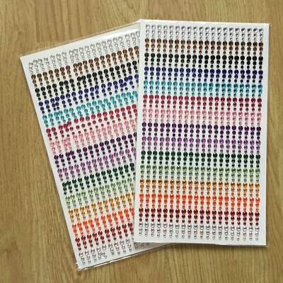 X2 Sheets Of Self Adhesive Gem Sheets Multi Coloured 900 Per Sheet ...