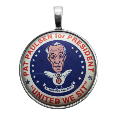Pat Paulsen 4 President Button Necklace Key Ring Cufflink Tie Clip Ring ...