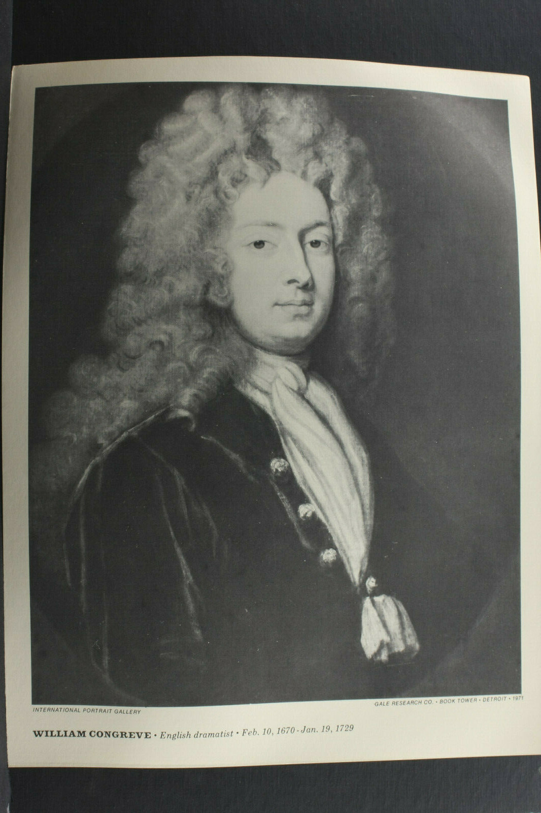 William Congreve Print of International Portrait Gallery Vintage L1274B ...
