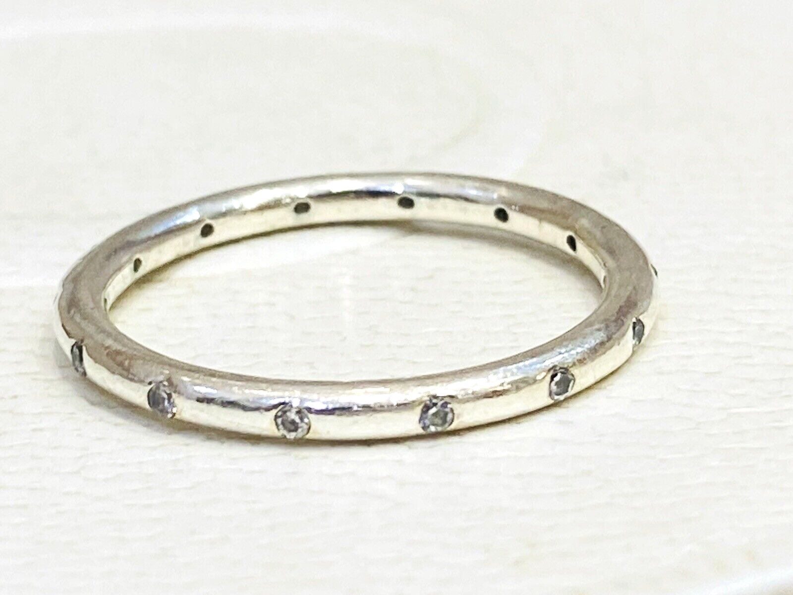 Authentic Pandora Silver CZ Sparkling Droplets Stacker Ring 190945 Size ...