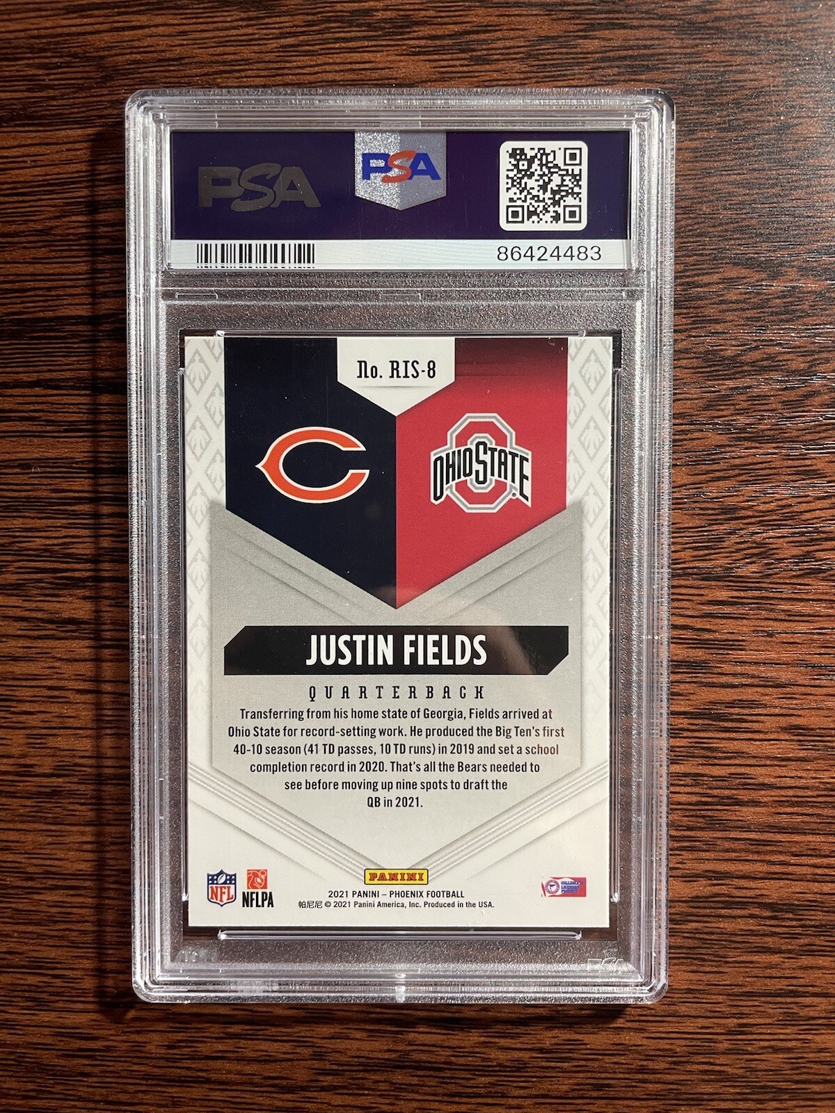 2021 Justin Fields Rookie Rising Phoenix Rookie RC ON CARD PSA 8 Auto ...