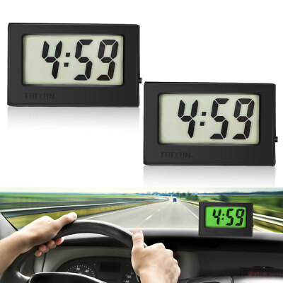 2PCS Car Dashboard Digital Clock - Small LCD Clocks Vehicle Adhesive ...
