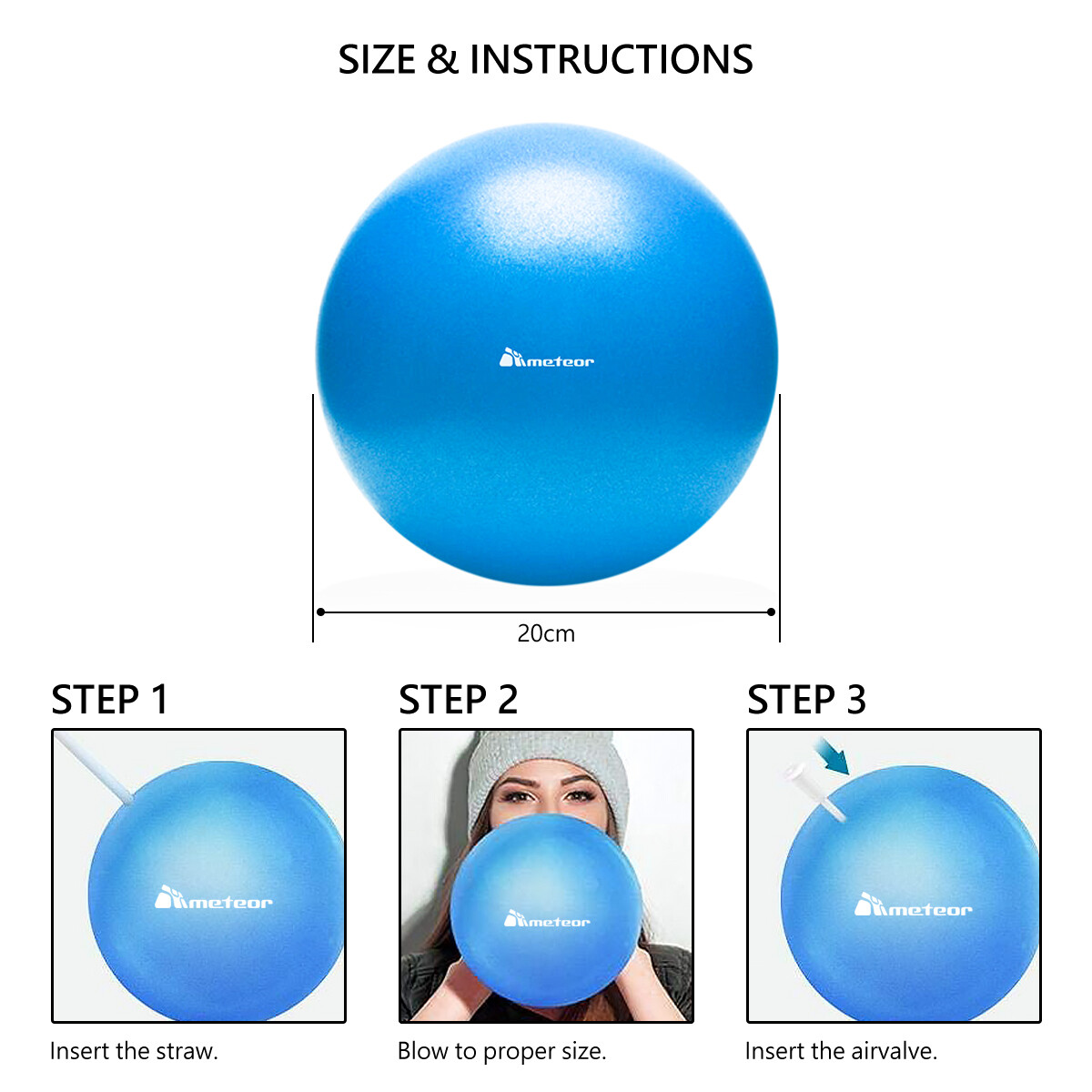 METEOR 20cm Anti Burst Mini Swiss Ball Yoga Ball Pilates Ball Rehab ...