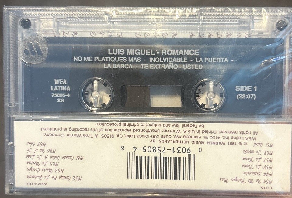 Luis Miguel Romance Cassette Tape 1991 Latin Pop Bolero Ballad ...