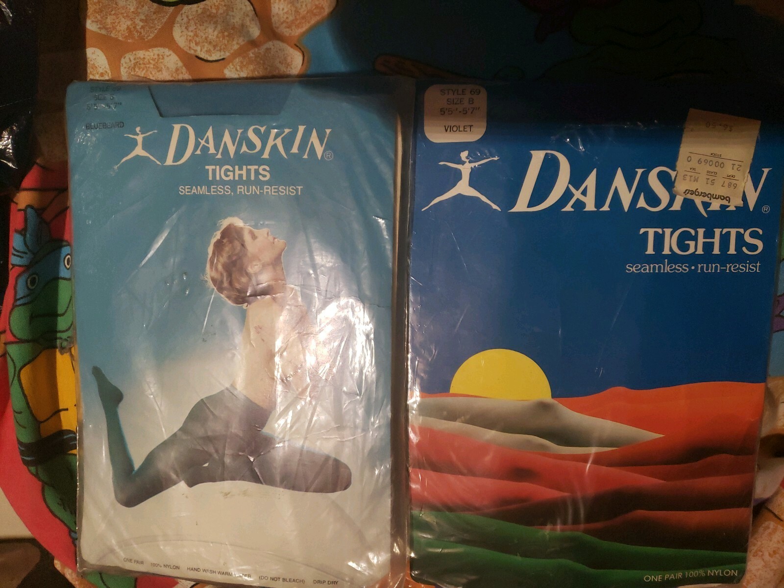 1980s Vintage DANSKIN TIGHTS LOT OF 2 SIZE B BLUE & VOILET NYLONS | eBay
