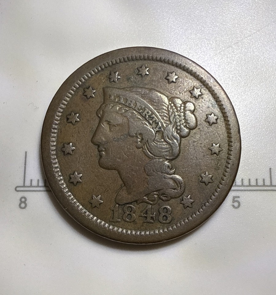 1848 BRAIDED HAIR LARGE CENT, VF NICE & ORIGINAL COIN | eBay