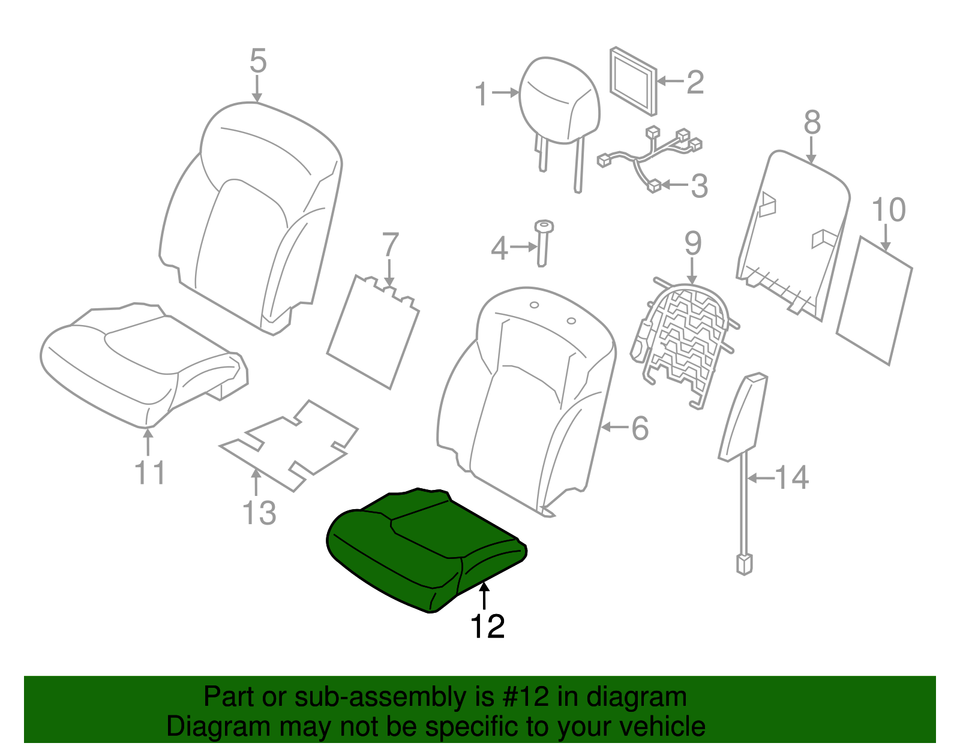Genuine Nissan Seat Cushion Pad 87361-6JD0A | eBay